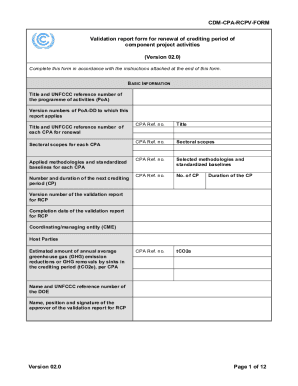 Fillable Online cdm unfccc CDM-CPA-RCP-FORM. Regulatory Fax Email Print ...