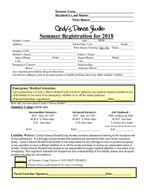 Fillable Online FREE 11+ Printable Summer Camp Registration Forms in ...
