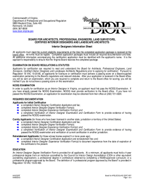 Fillable Online BOARD FOR ARCHITECTS, PROFESSIONAL ... - dpor.virginia ...