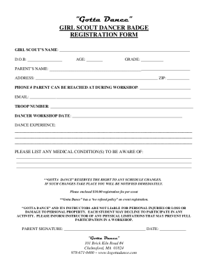 Fillable Online Girl Scout Dancer Badge Registration Form - KS Gotta ...