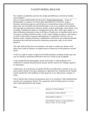 Fillable Online FREE 10+ Sample Talent Release Forms in MS WordPDF Fax ...