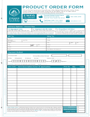 Fillable Online 9+ Product Order Forms - Free Samples, Examples Format ...