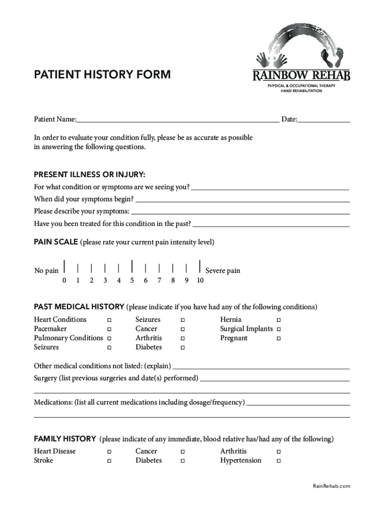 Fillable Online History of Present Illness - American College of ...