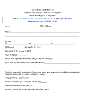 Fillable Online Hope Retreat Registration Form Fax Email Print - pdfFiller