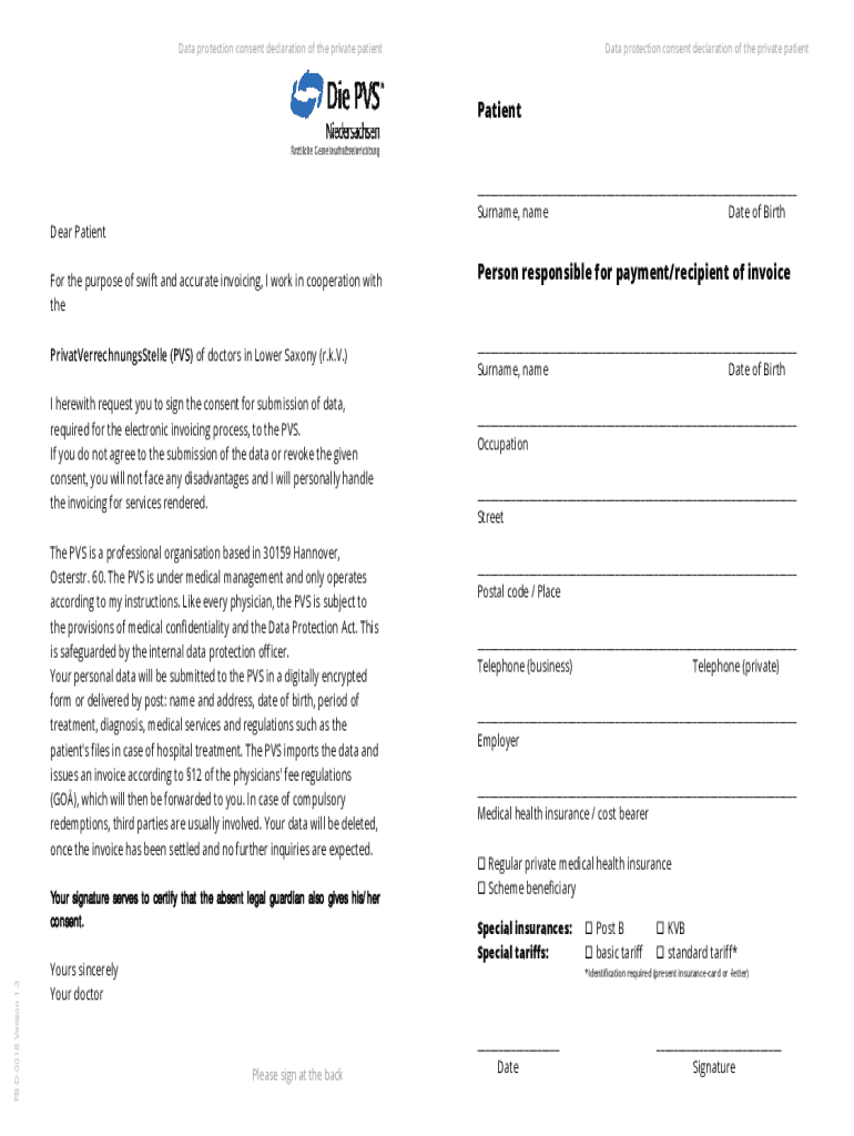 Fillable Online Declaration of consent for the processing of personal ...