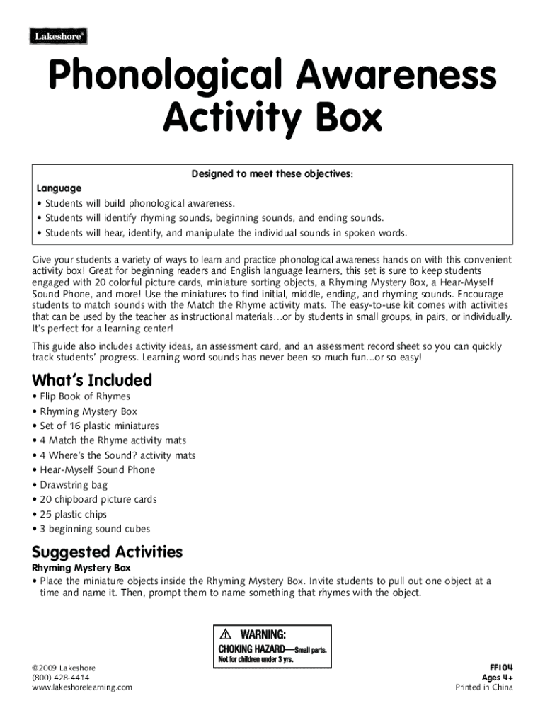 Fillable Online Ways to Build Phonological Awareness in Pre-K and ...