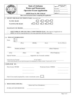 Fillable Online adem alabama 505 - Operator Exam Application.pub Fax ...