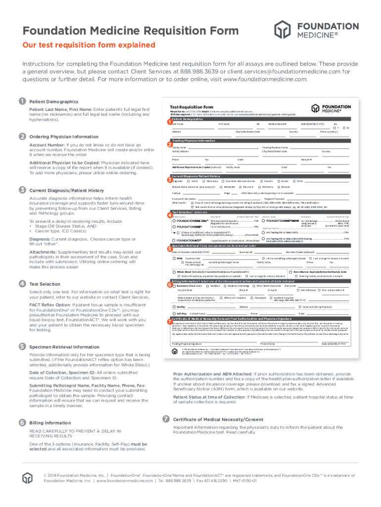 Fillable Online Instructions for completing the Foundation Medicine ...