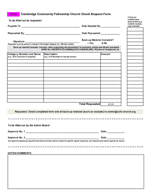 Fillable Online Cambridge Community Fellowship Church Check Request ...