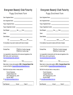 Fillable Online Puppy Enrollment Form Fax Email Print - pdfFiller