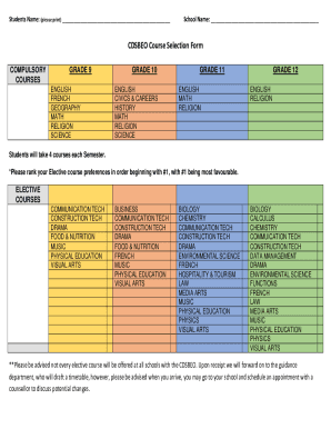 Fillable Online CDSBEO Course Selection Form Fax Email Print - pdfFiller