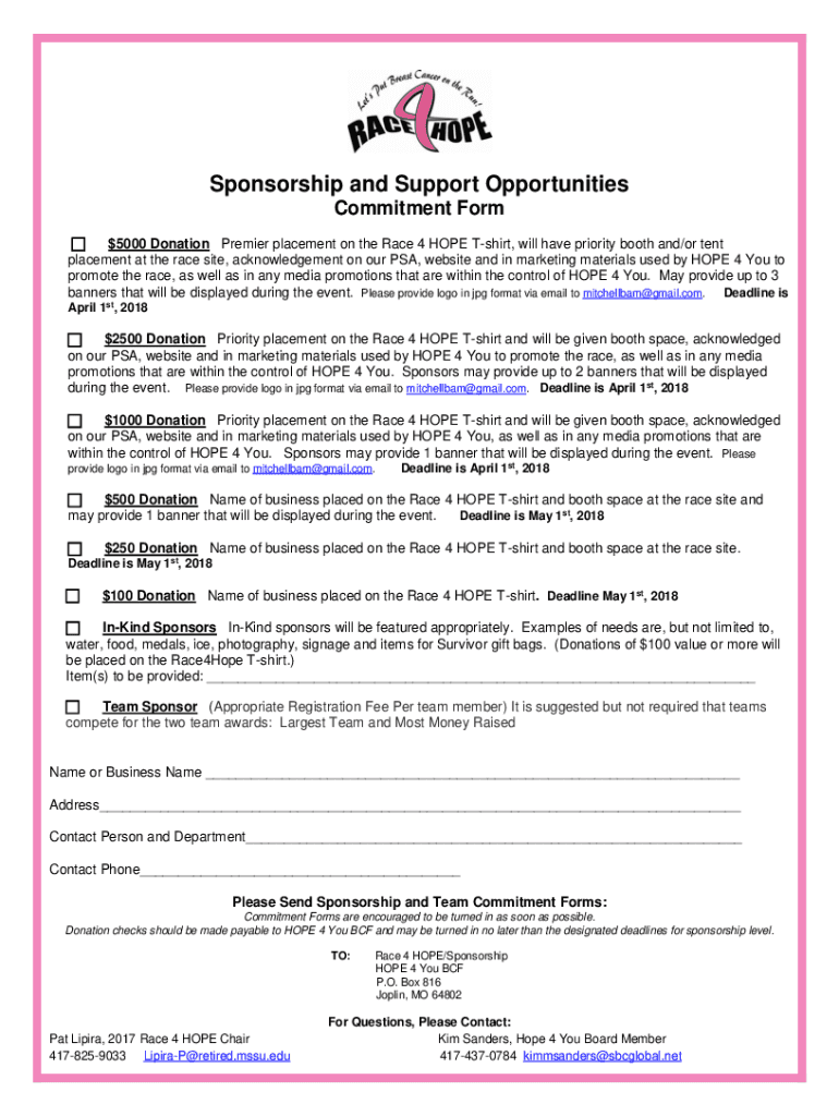 Fillable Online Sponsorship Forms - Form TemplatesJotFormFREE 6+ Sample ...