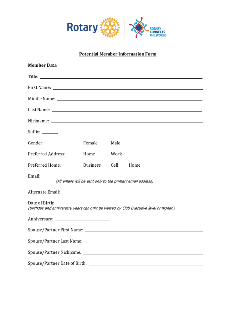 Fillable Online 2020 Member Info Sheet Fax Email Print - pdfFiller