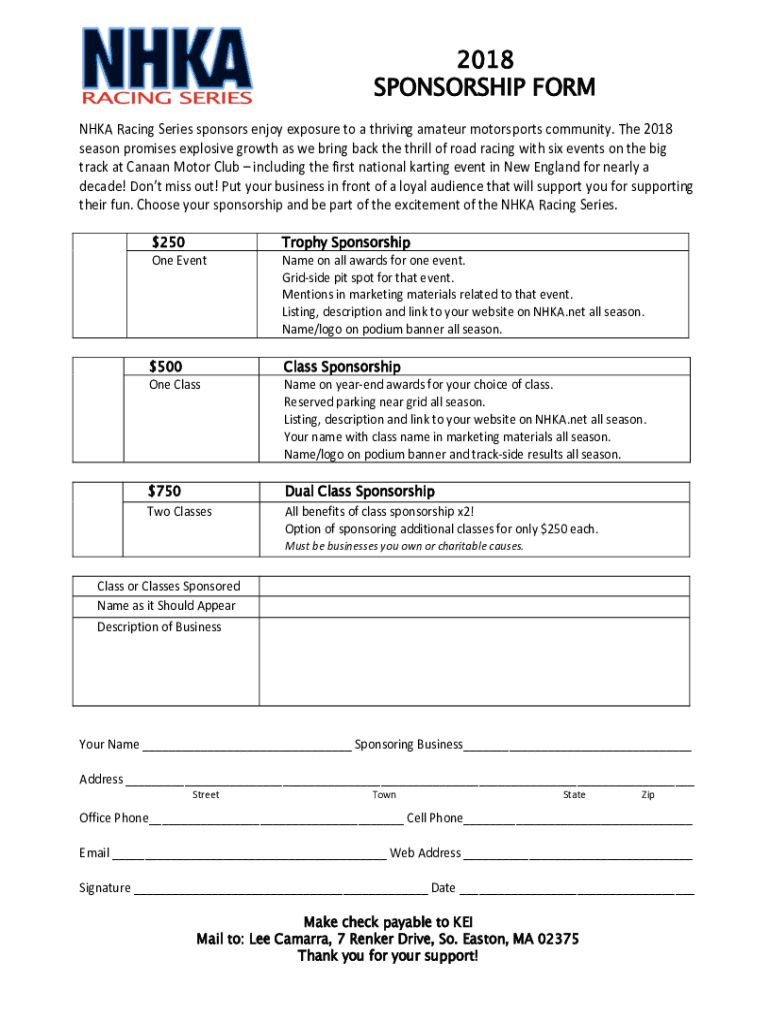 Fillable Online NHKA Racing SeriesReal Go-Kart Racing for Adults and ...