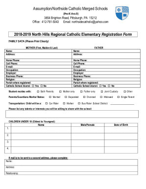 Fillable Online PDF New Registration Form - Northside Catholic School ...