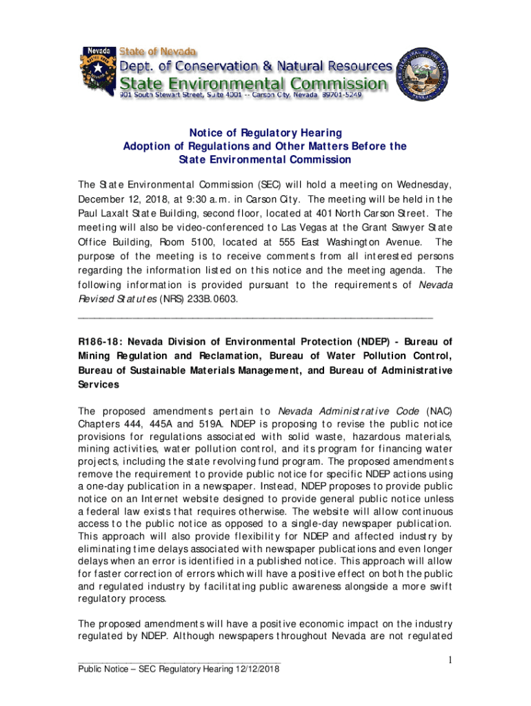 Fillable Online sec nv PDF ADOPTED REGULATION OF THE STATE ENVIRONMENTAL ... Fax Email Print ...