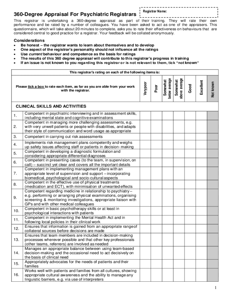 Fillable Online Performance Review Registrar 360 degree form 2014.doc ...