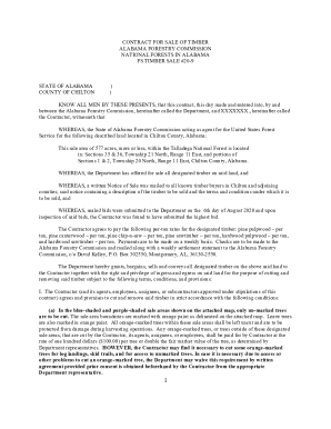 Fillable Online forestry alabama Contract for Sale of Timber Talladega ...