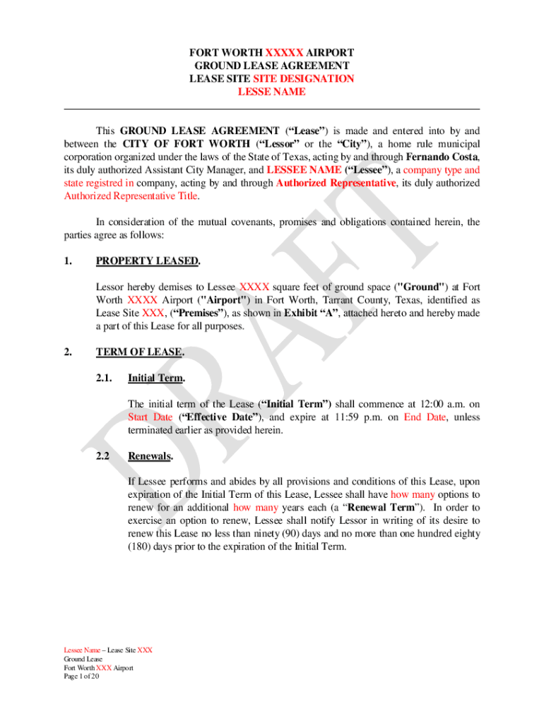 Fillable Online Sample Ground Lease Agreement Fax Email Print - pdfFiller