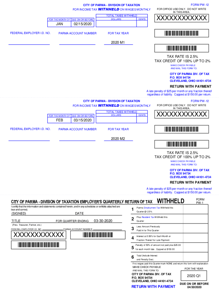 Fillable Online Parma PW1-PW 12 Single Form-Use For Blanks Sent To Parma Fax Email Print - pdfFiller