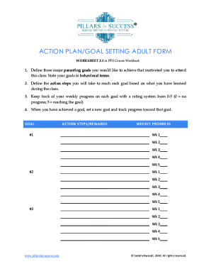Fillable Online PFS Worksheet 3.3 - Action Plan Goal Setting Adult Form ...