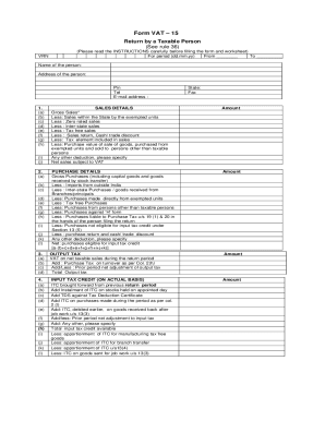 Fillable Online 15 Form VAT Return by a Taxable Person (See rule 36 ...