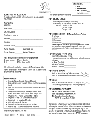 Fillable Online SUMMER FIELD TRIP REQUEST FORM Fax Email Print - pdfFiller