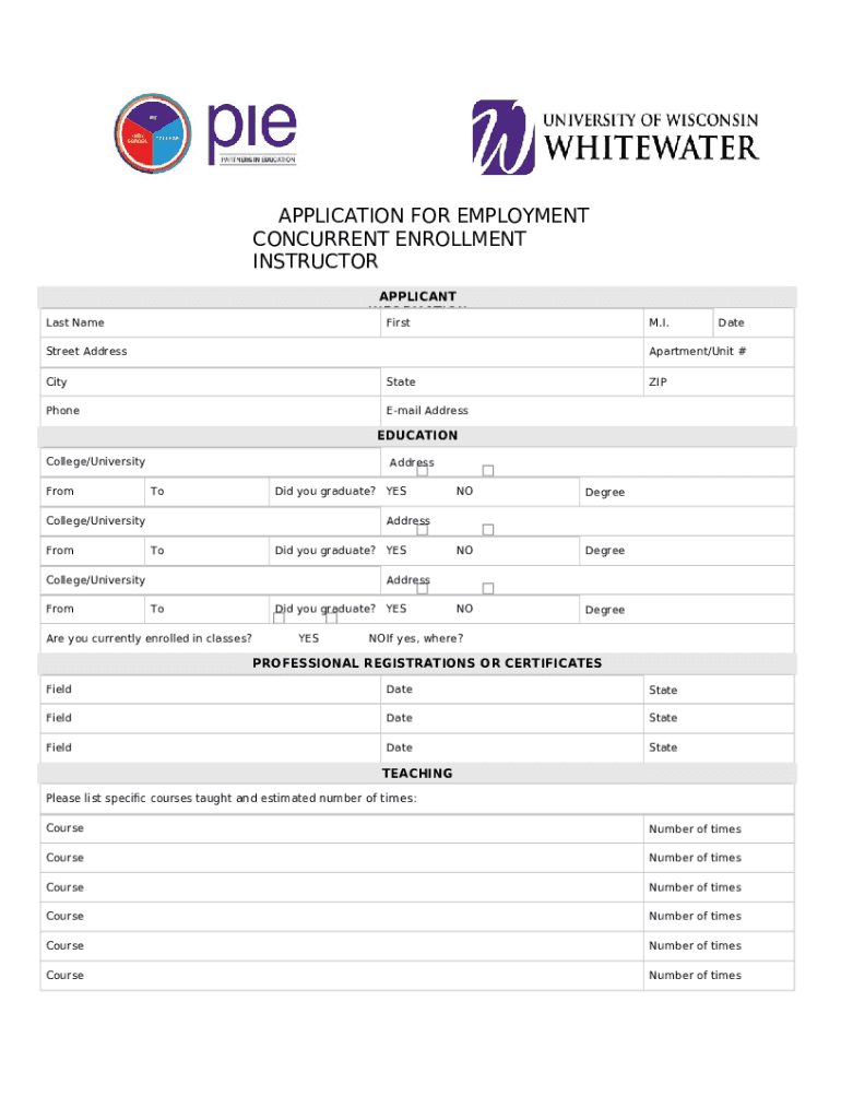 APPLICATION FOR EMPLOYMENT CONCURRENT ... Doc Template | pdfFiller