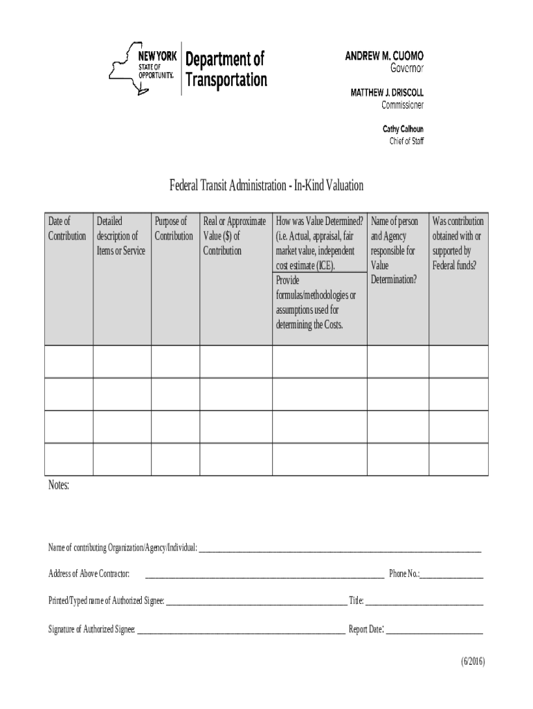 In-Kind Contribution - NYSDOT Home Doc Template | pdfFiller