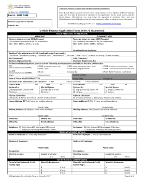 Fillable Online Vehicle Finance Application Form printable pdf download ...
