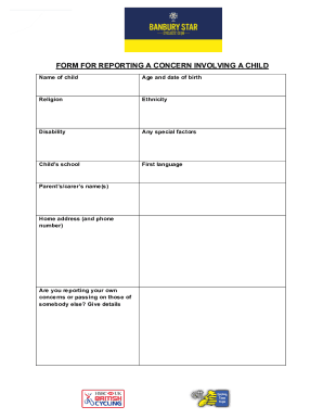 Fillable Online Reporting a concern involving a child form 2018.docx ...