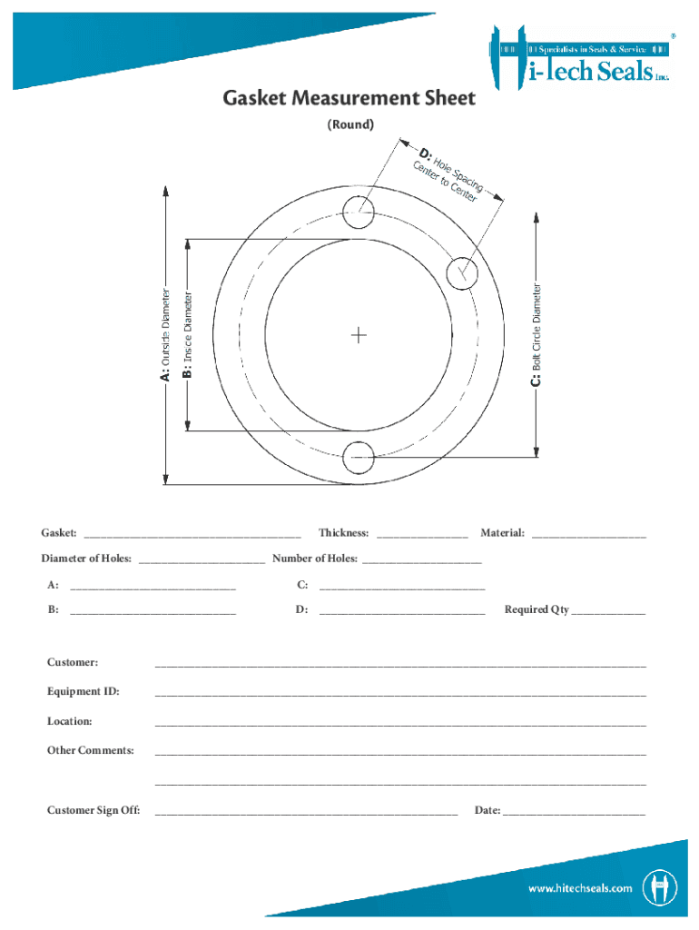 Fillable Online Gasket Measurement Sheet Fax Email Print - pdfFiller