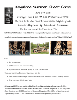 Fillable Online Keystone Summer Cheer Camp Fax Email Print - pdfFiller