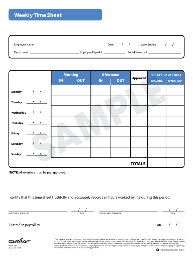 Fillable Online Download Multiple Employees Weekly Timesheet Excel ...