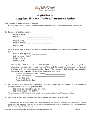 Fillable Online Long Term Firm Point-to-Point Application Form Fax ...