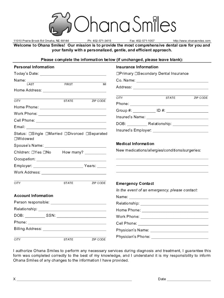 Fillable Online Appointment Request - Ohana Smiles Fax Email Print - pdfFiller