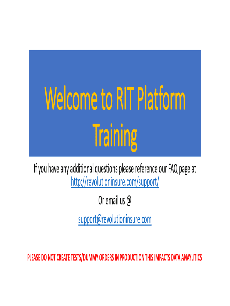 Fillable Online Welcome to RIT Platform Training - revolutioninsure.com ...