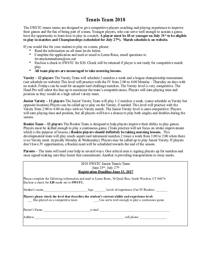 Fillable Online A tennis curriculum for the fundamental stage of ...