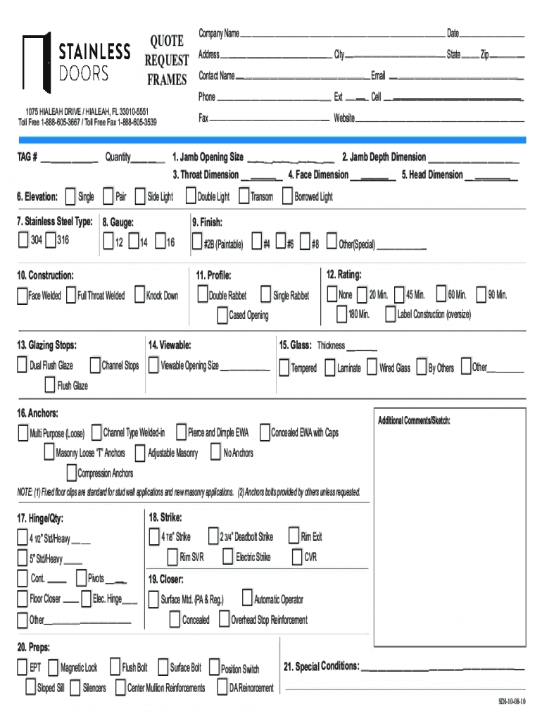 Fillable Online CURRIES Steel Doors & Frames - Commercial Steel Hollow ...