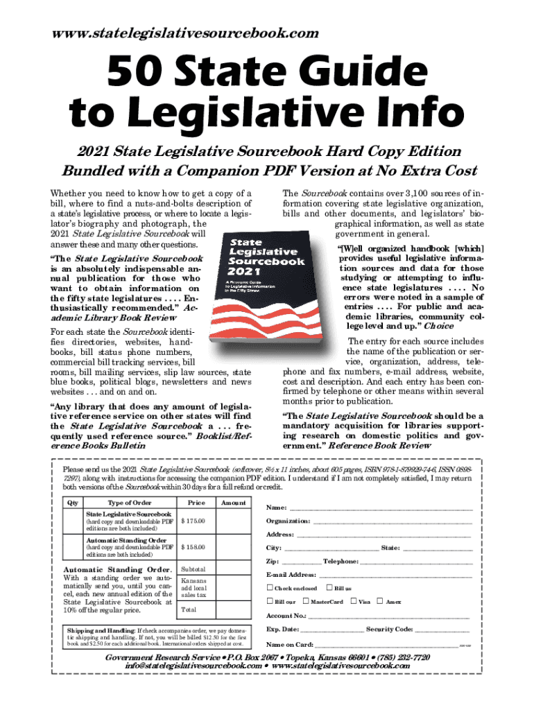Fillable Online State Legislative Sourcebook - Order Form Fax Email ...