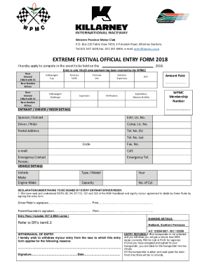 Fillable Online Extreme Festival entry form 2018 Fax Email Print ...