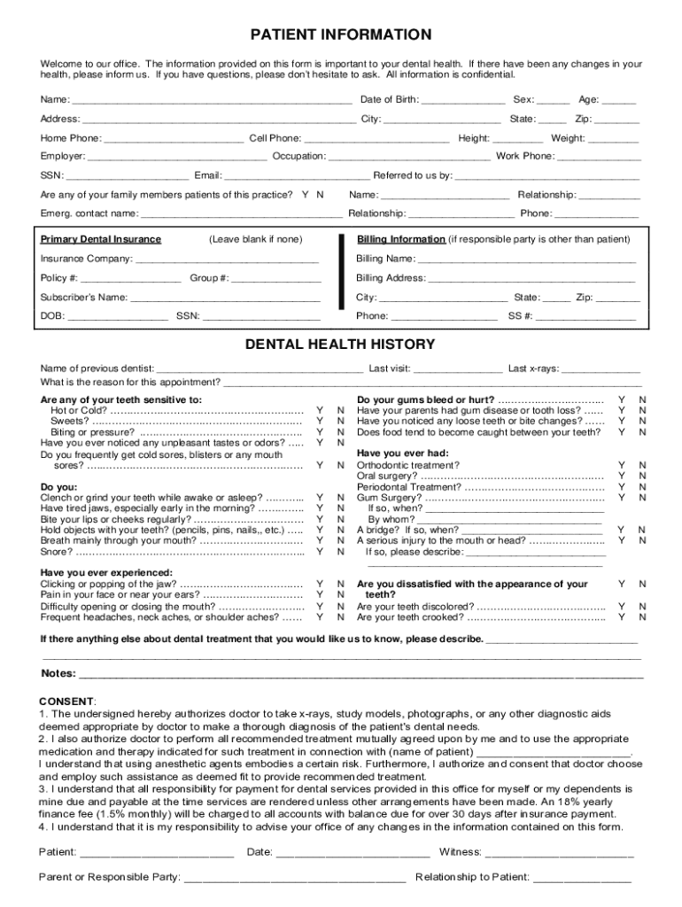 Fillable Online patient information sheet with lines.doc Fax Email ...