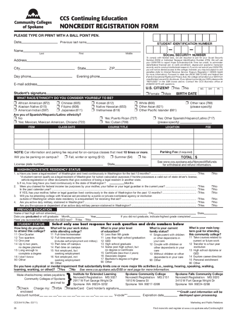 Fillable Online CCS Model Release Form - Community Colleges of Spokane ...