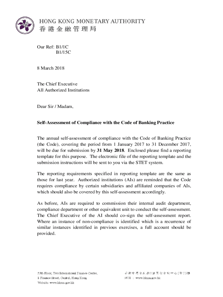 Fillable Online The annual self-assessment of compliance with the Code ...