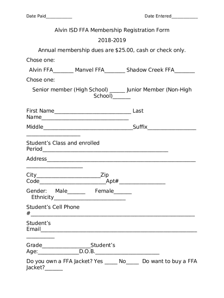 Alvin ISD FFA Membership Registration ... - Manvel FFA - alvinffa ...