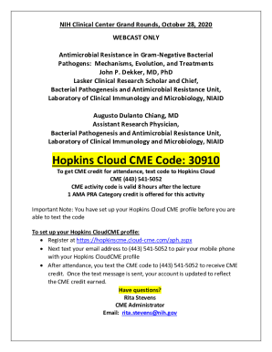 Fillable Online clinicalcenter nih CC Grand Rounds CloudCME Evaluation ...