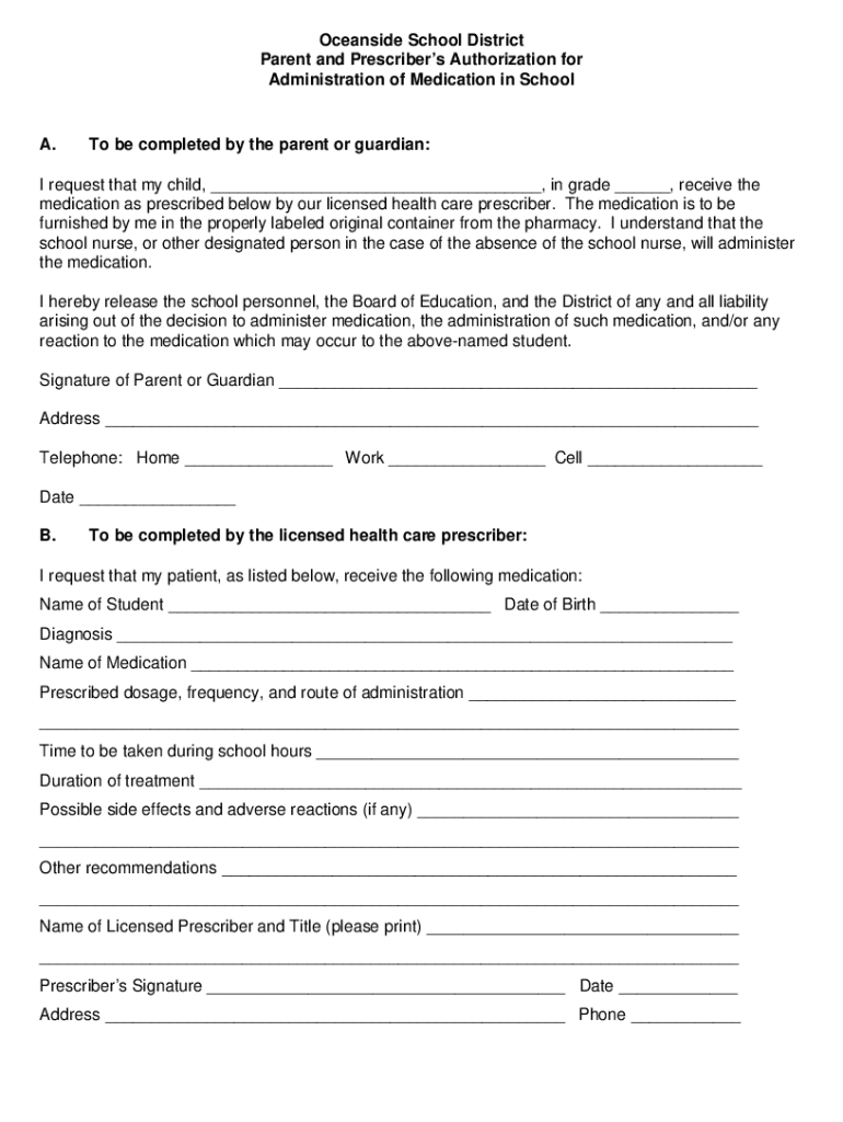 Fillable Online OCEANSIDE SCHOOL DISTRICT REGISTRATION FORM ... Fax ...