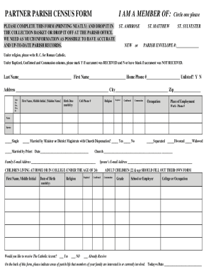 Fillable Online PARTNER PARISH CENSUS FORM Fax Email Print - pdfFiller