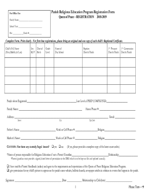 Fillable Online Religious Education Registration Form - Beverly ...