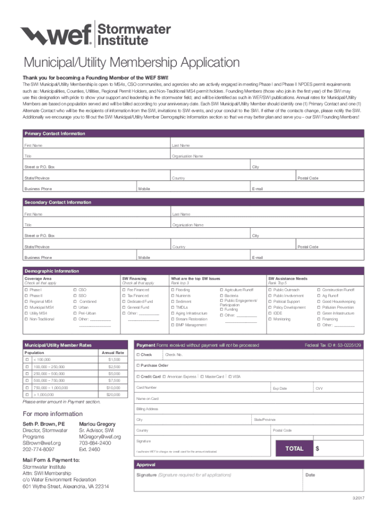 Fillable Online PDF Municipal/Utility Membership Application - WEF ...